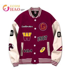 NRL 3D Premium Baseball Jacket Brisbane Broncos - Ecomhao Store