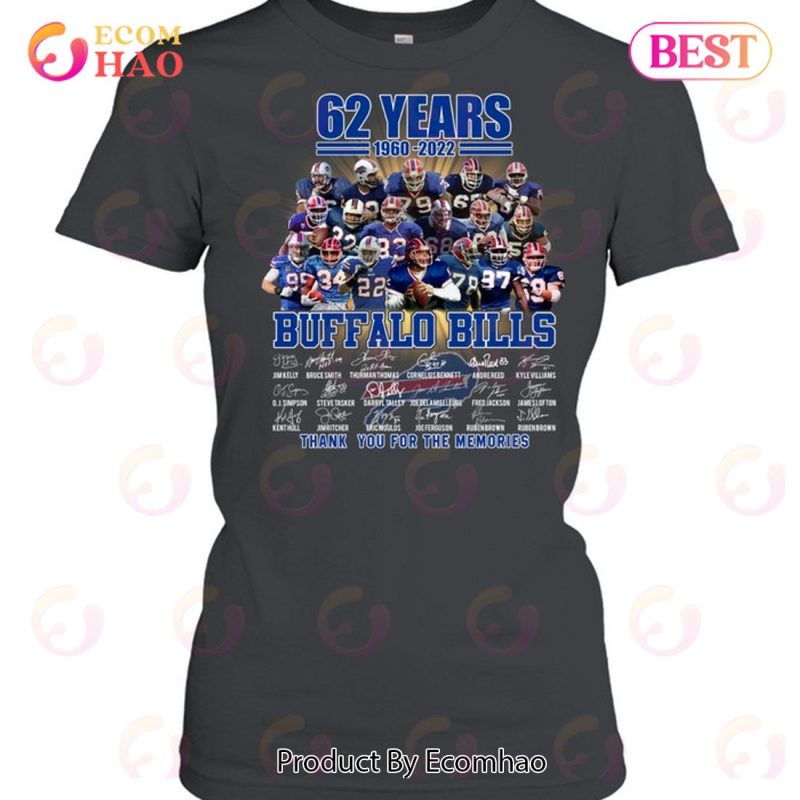 62 Years 1960 - 2022 Buffalo Bills Thank You For The Memories T-Shirt ...