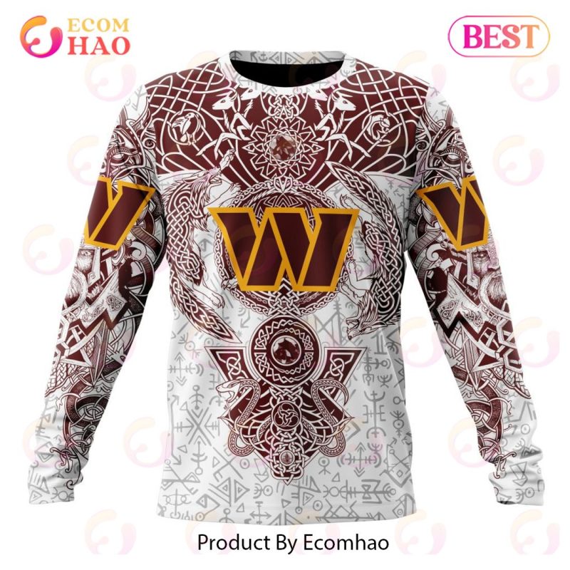 NFL Washington Commanders Norse Viking Symbols 3D Hoodie - Ecomhao Store