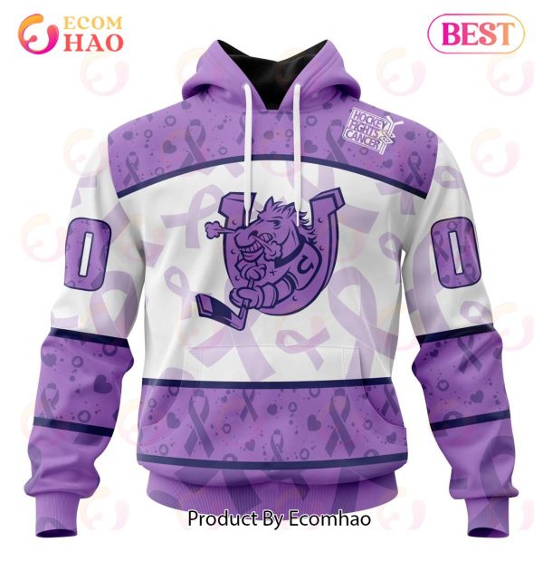 OHL Barrie Colts Special Lavender Fight Cancer 3D Hoodie - Ecomhao Store