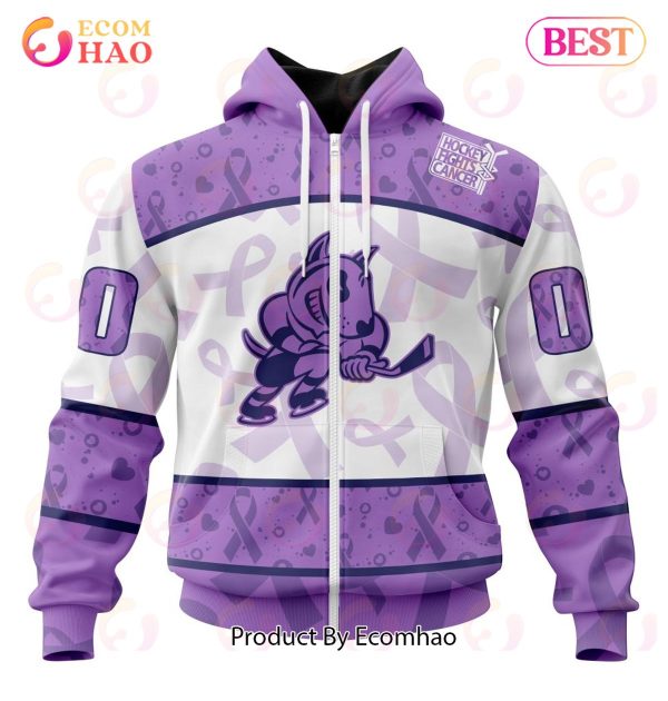 OHL Niagara IceDogs Special Lavender Fight Cancer 3D Hoodie - Ecomhao Store