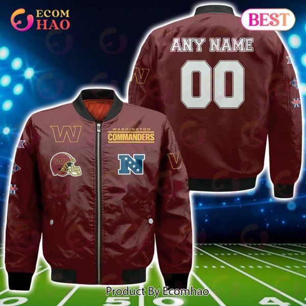 NFL Washington Commanders Custom Your Name & Number Bomber Jacket ...