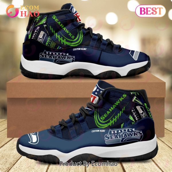 NFL Seattle Seahawks Personalized Custom Name Air Jordan 11 Sneaker ...