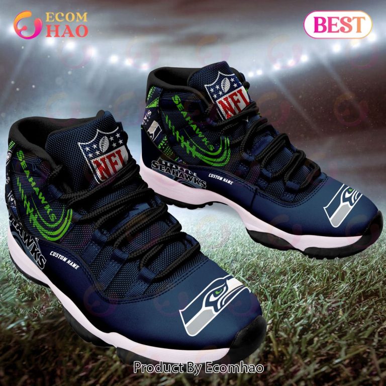 NFL Seattle Seahawks Personalized Custom Name Air Jordan 11 Sneaker ...