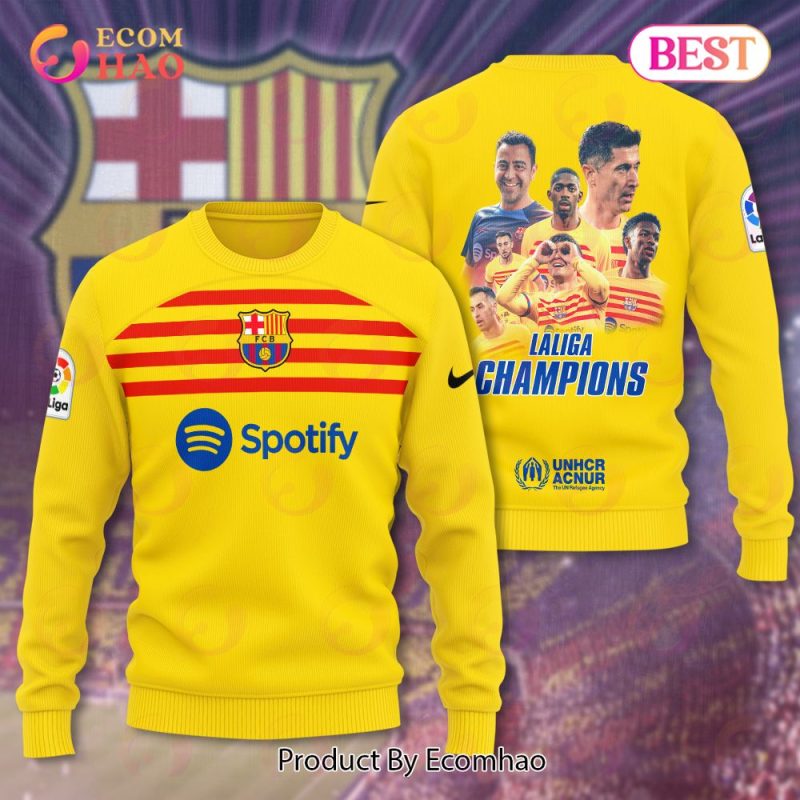 Barcelona Spotify Laliga Champions Yellow 3D Apparels - Ecomhao Store