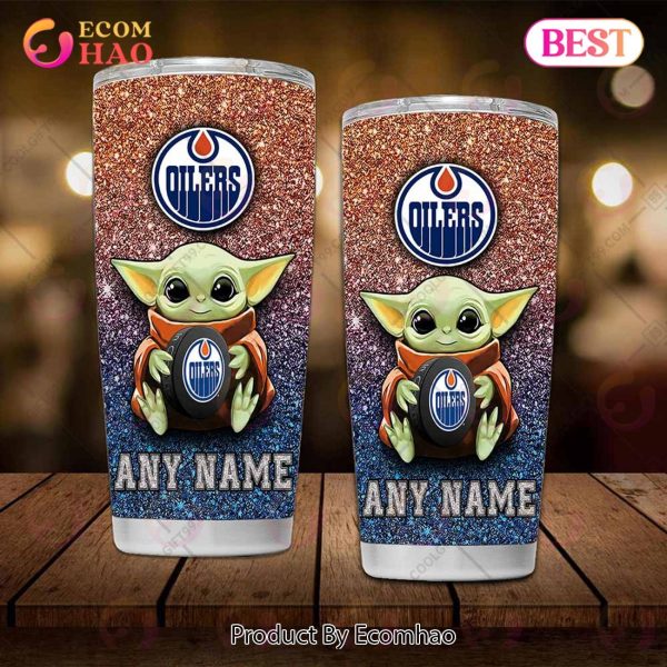 Personalized NHL Edmonton Oilers Baby Yoda Tumbler - Ecomhao Store