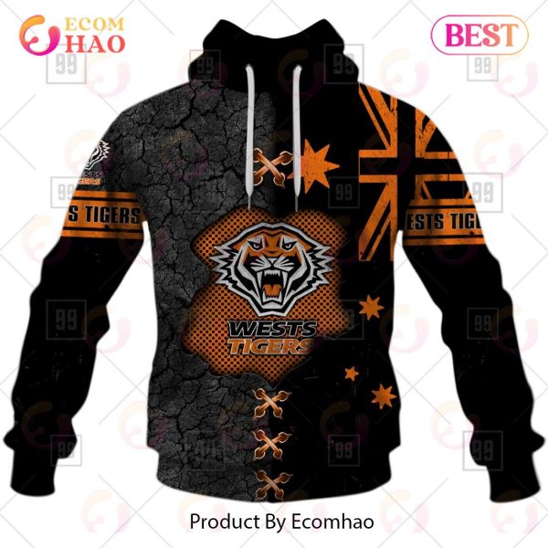 Personalized NRL Wests Tigers Flag Hoodie All Over Print - Ecomhao Store