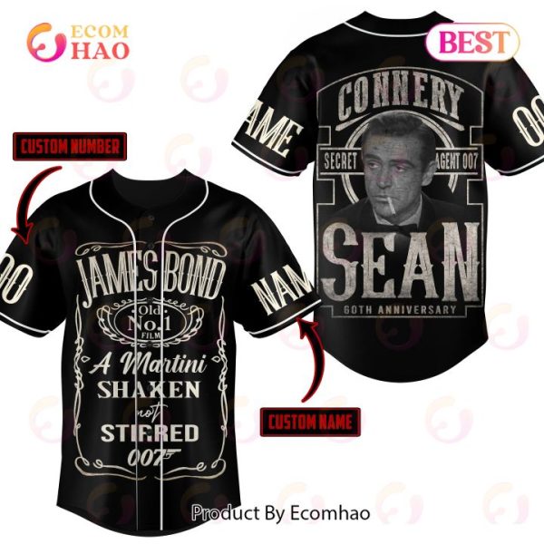 PREMIUM James Bond Connery Sean Goth Anniversary Custom Baseball Jersey ...
