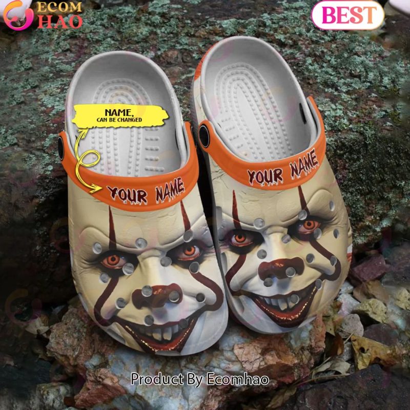 Scary Pennywise's Face Horror Characters Custom Name Crocs - Ecomhao Store