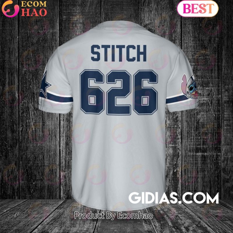 Dallas Cowboys Lilo And Stitch Baseball Jersey Gray - Ecomhao Store
