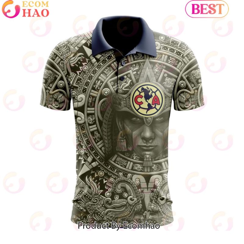 LIGA MX Club America Special Aztec Warrior Design Polo Shirt - Ecomhao ...