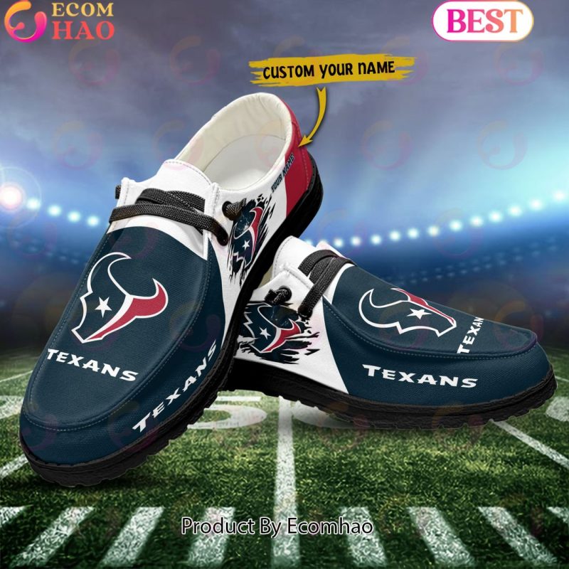NFL Houston Texans Broken Wall Logo Design Hey Dude Shoes Custom Your ...