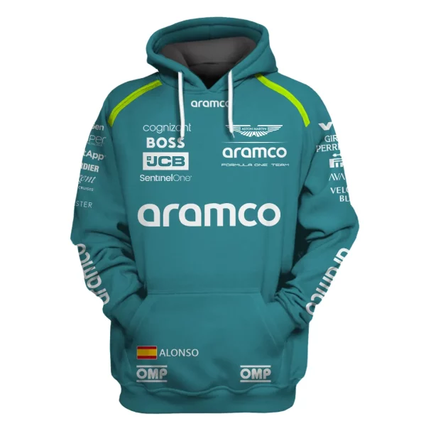 Fernando Alonso Aston Martin Aramco Formula One Team Race Suits Hoodie ...