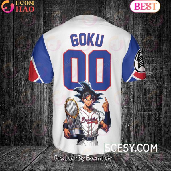 Atlanta Braves Dragon Ball Son Goku Baseball Jersey White Blue ...